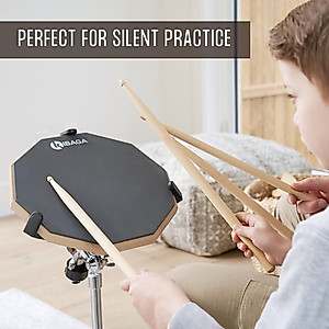 Silent Drum Practice Pad - 12 Inches Double Sided Drum Pad Provides A Great Rebound - Perfect Snare Drum Pad For Quiet Workouts On Snare Drums And On Your Lap