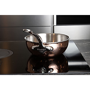 Mauviel M’6S 6-Ply Polished Copper & Stainless Steel Splayed Curved Saute Pan With Cast Stainless Steel Handle, 2.1-qt, Made In France