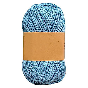 Light Blue Braided Cotton Cord Crochet Bag Yarn Hollow Knitted Crochet Yarns Round Rope Yarns 100g