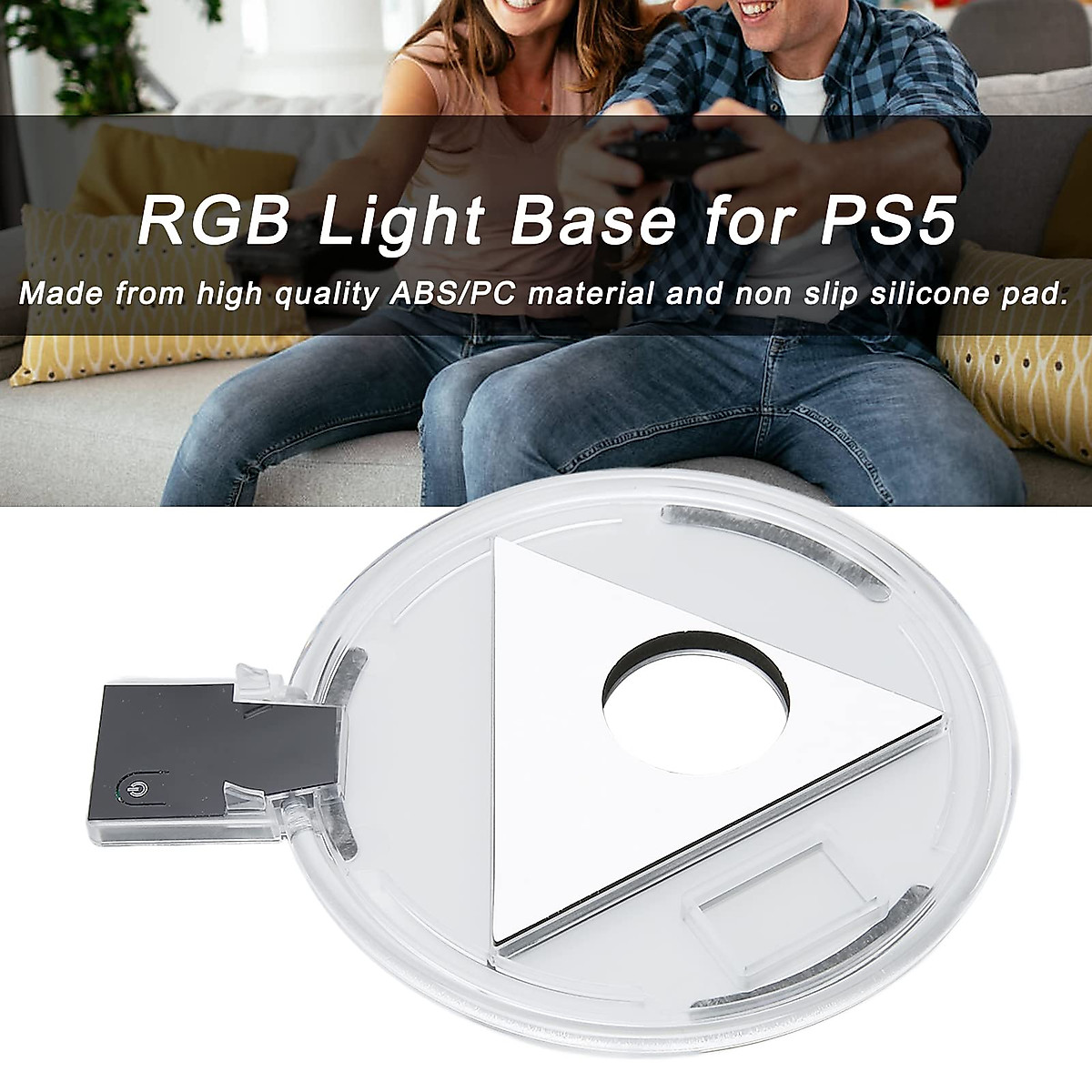 RGB Base for PS5 Vertical Stand, Horizontal LED Ambient Light Stand with 7 Color Modes for PS5 Host Game Console Gaming Stand