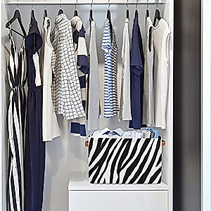 Storage Baskets Bin, Animal Zebra Skin Printed Collapsible Canvas Fabric Storage Bin Decorative Baskets Toy Organizer Rectangle Storage Boxes with Handles for Home Shelves Nursery,1Pack