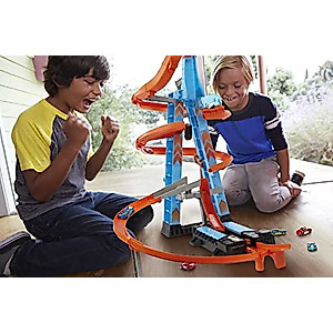 Hot Wheels Toy Car Track Set Sky Crash Tower, More Than 2.5-Ft Tall with Motorized Booster, 1:64 Scale Toy Car