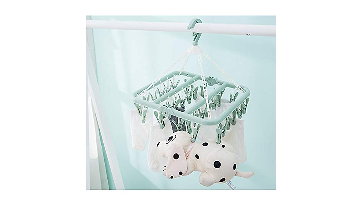 TUKE 32 Clips Folding Clothes Dryer Hanger for Small Laundry