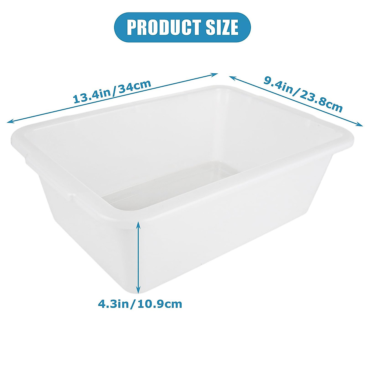 ABuff 5 Pack Bus Tubs Commercial Tote Box, 8 L White Plastic Storage Bin with Handles, Heavy Duty Restaurant Wash Basin Bus Box for Kitchen Organization Storage