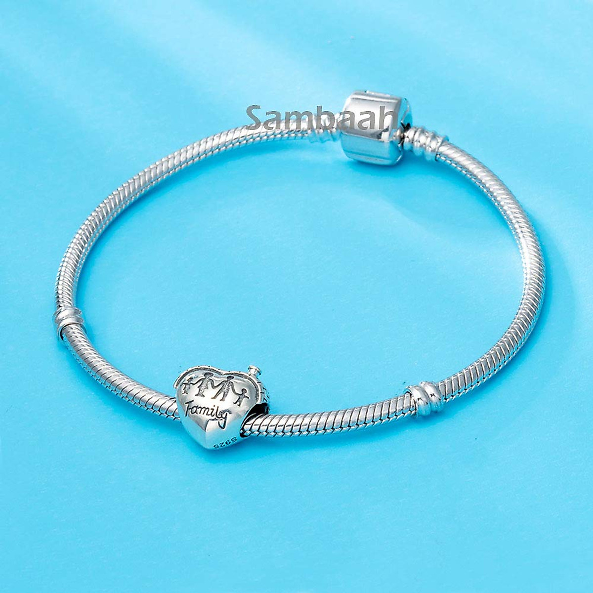 Sambaah Family Charm Sterling Silver Heart Shape House Charm Love Makes a Family Home Charm for Bracelets