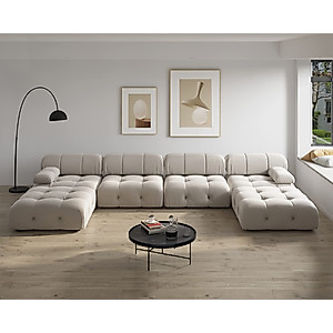 BOKIFOL Sectional Sofa, Modular Sectional Couch with Ottomans- U Shaped Couch for Living Room, 6 Seater Sofa Sets,138"(Beige)