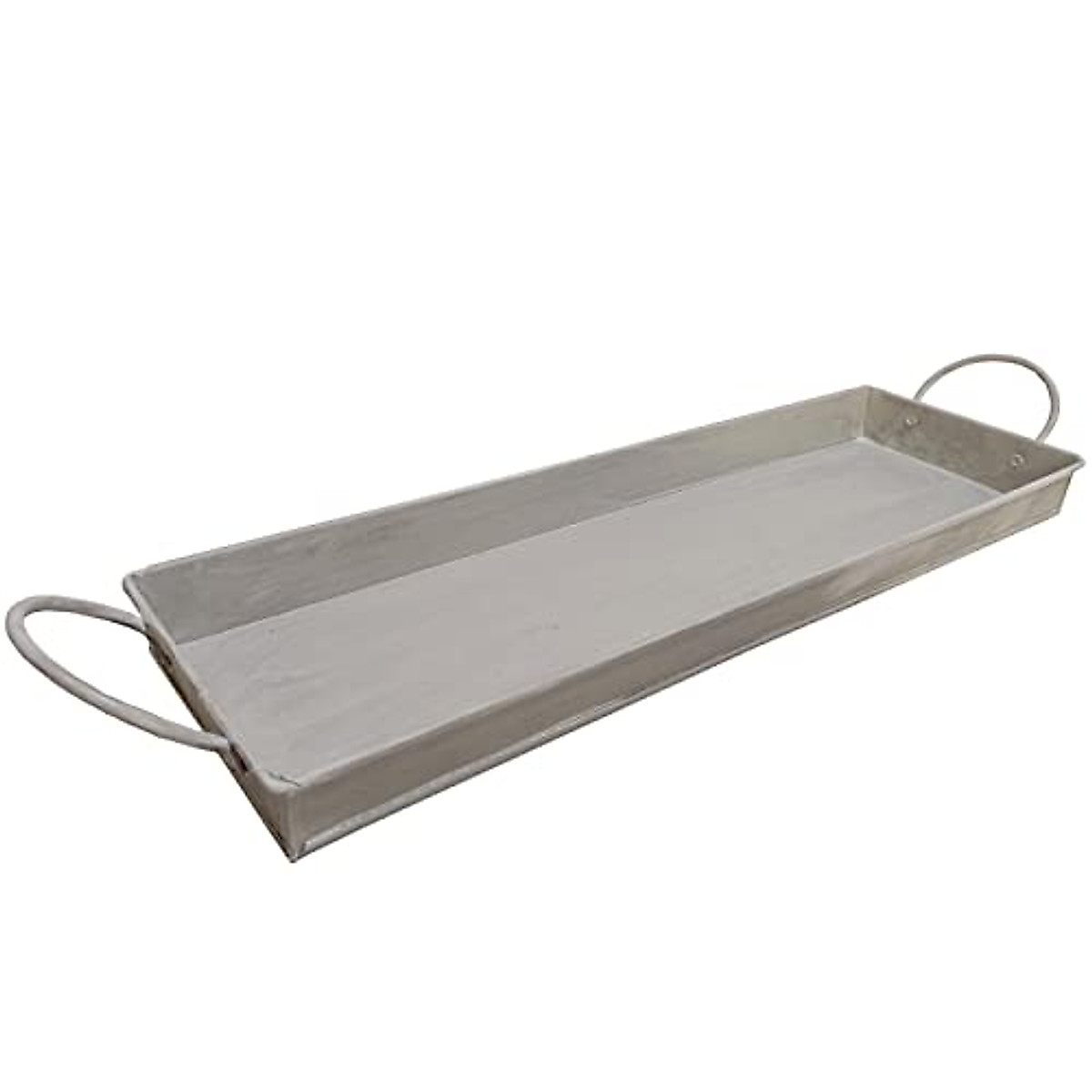 Etetevn Torched Serving Tray with Decorative Antique Metal Handles - Coffee Table,Dining Table Centerpiece Candle Holder Tray,Farmhouse Decor Rectangular Butler Tray, 32.3x10.4x2.3