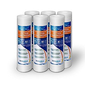 Grooved Sediment Water Filter Cartridge by Ronaqua 10"x 2.5", Four Layers of Filtration, Removes Sand, Dirt, Silt, Rust, made from Polypropylene (6 Pack, 5 Micron)