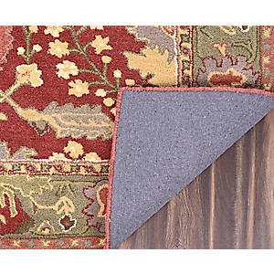 Restoration and Renovation Traditional Handcrafted Area Rug, Classic Oriental Pattern, Premium Wool, Rich Red & Gold with Floral Accents, 8x10 Feet - Living Room Bedroom Carpet (Rust, 6' x 9')