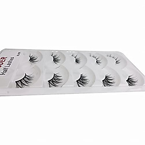 DAODER False Eyelashes Half Lashes Wispy Cat Eye Faux 3D Mink Lashes Natural Look Soft Handmade Wispies 7-15mm Eye Lashes For Eye Makeup 5 Pairs (Half Lashes 04)