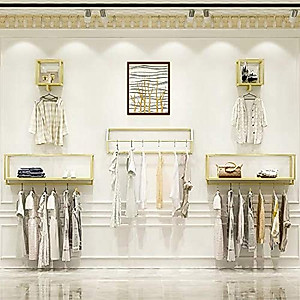 MDEPYCO Creative Triangle Display Garment Racks in Boutique Clothing Stores, Wall-Mounted Hanging Clothes Shelf in Home, Towel Racks for Bathroom Storage (Gold, 31.5" L)