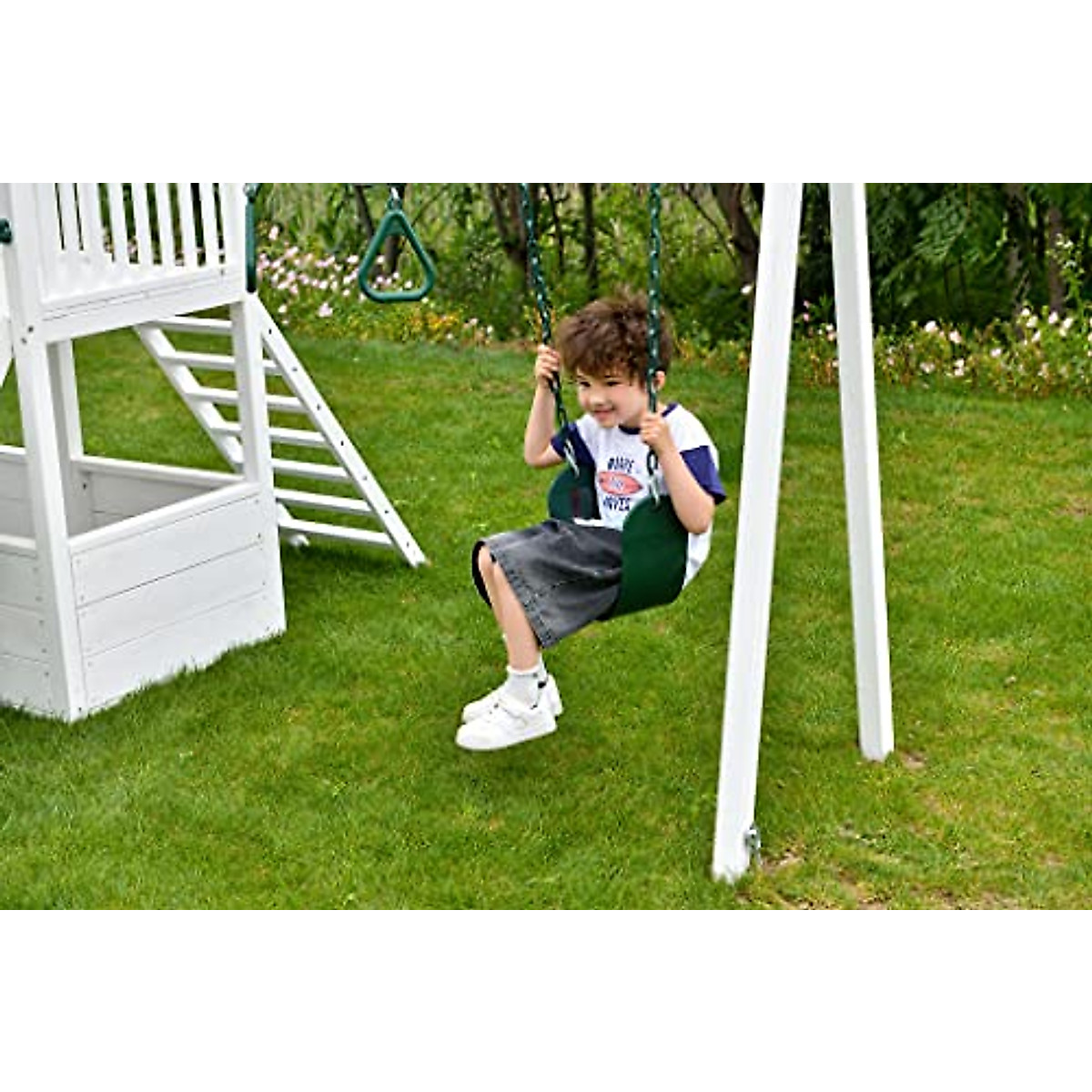 Avenlur Craftsman Modern Swing Set - Outdoor Backyard Swing: Montessori Waldorf Style Slide, Clubhouse, Fort, Gymnastic Bar, Rock Climb Wall, and More for Kids' Imaginative Play - ASTM Cert. - 3-11yr