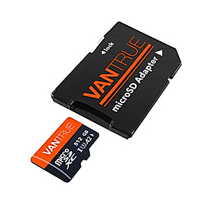 Vantrue 512GB microSDXC UHS-I U3 4K UHD Video High Speed Transfer Monitoring SD Card with Adapter for Dash Cams, Body Cams, Action Camera, Surveillance & Security Cams