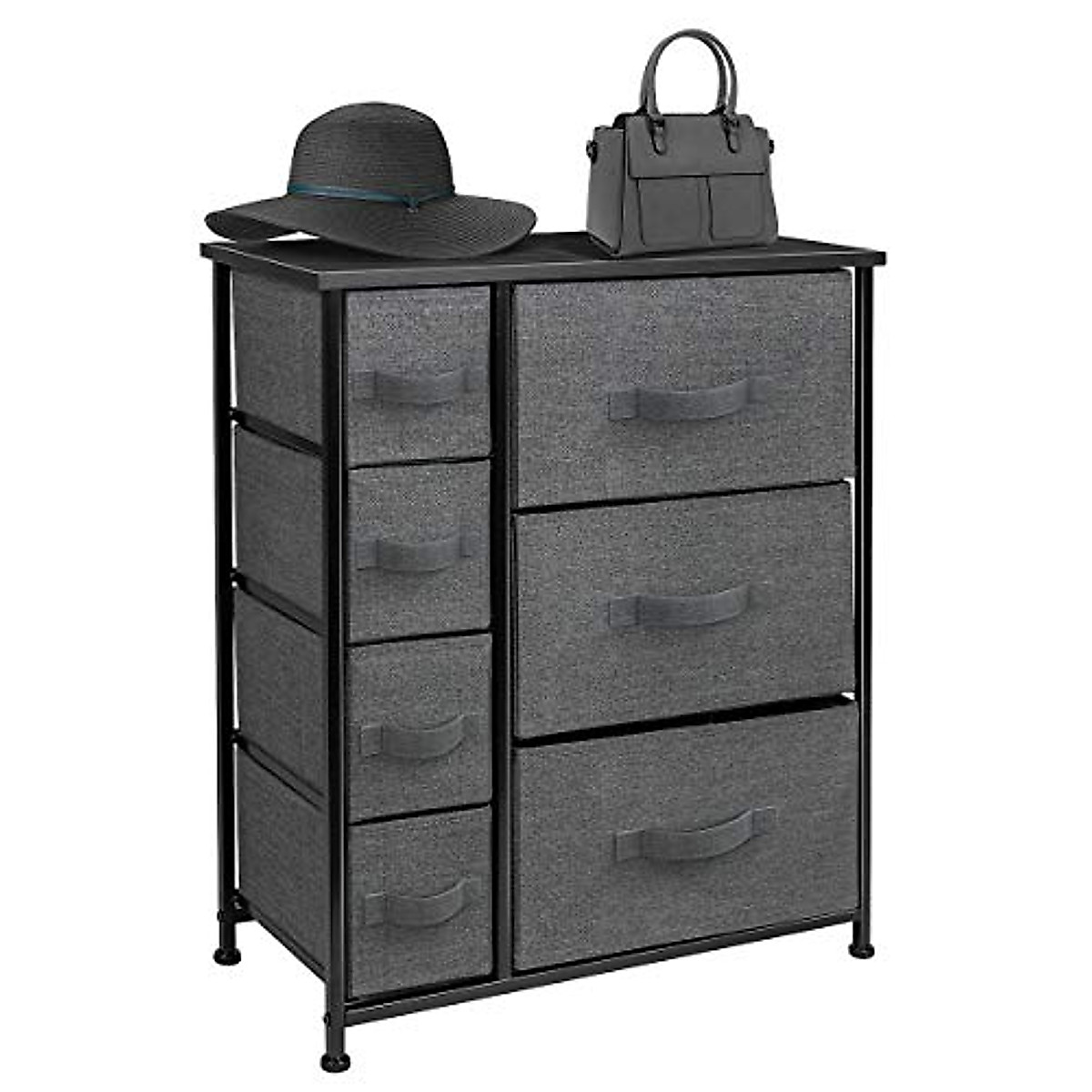 Sorbus Dresser with Drawers - Furniture Storage Tower Unit for Bedroom, Hallway, Closet, Office Organization - Steel Frame, Wood Top, Easy Pull Fabric Bins (Black/Charcoal)