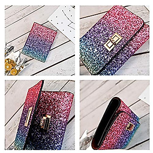 Bestmaple Multicolor Metal Sequins Small Wallet PU Leather Patchwork Hasp Mini Wallet for Women Girls Money Wallet Card Coins Bag(Heart button)