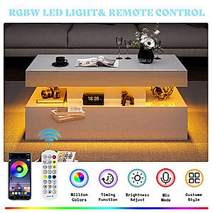 VanAcc 3-Piece Modern Living Room Table Sets, 70" Modern LED TV Stand with 36" Electric Fireplace, High Gloss Coffee Tables for Living Room, White