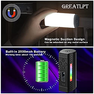 RGB Handheld Light Wand, Magnetic Handheld Led Light Wand, 0-360° Full Color, 2500-8500K Dimmable, CRI95+, Rechargeable Video Light Wand for YouTube, TikTok, Vlog, Live Streaming