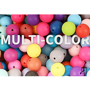 ZIFTY 240Pcs Silicone Beads for Keychain Making Kit 15mm Silicone Beads Bulk 30 Colors Loose Round Rubber Silicone Focal Beads for Pens, Necklace Bracelet Making Kit, Jewelry, Art, Crafts, DIY