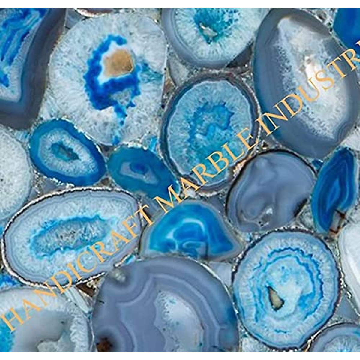 Blue Agate Stone Square Table Top 21" x 21" Inch, Natural Agate Table, Square Coffee Table, Blue Agate Table Top, Square Agate Stone Table, Piece Of Conversation, Family Heir Loom