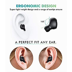 LEZII Single Bluetooth Earbud, Mini Invisible Wireless Headset, in Ear Headphones, Sport Earpiece with Mic, Magnetic USB Charging for Car Vehicle Business, Waterproof Earphones for Samsung iPhone