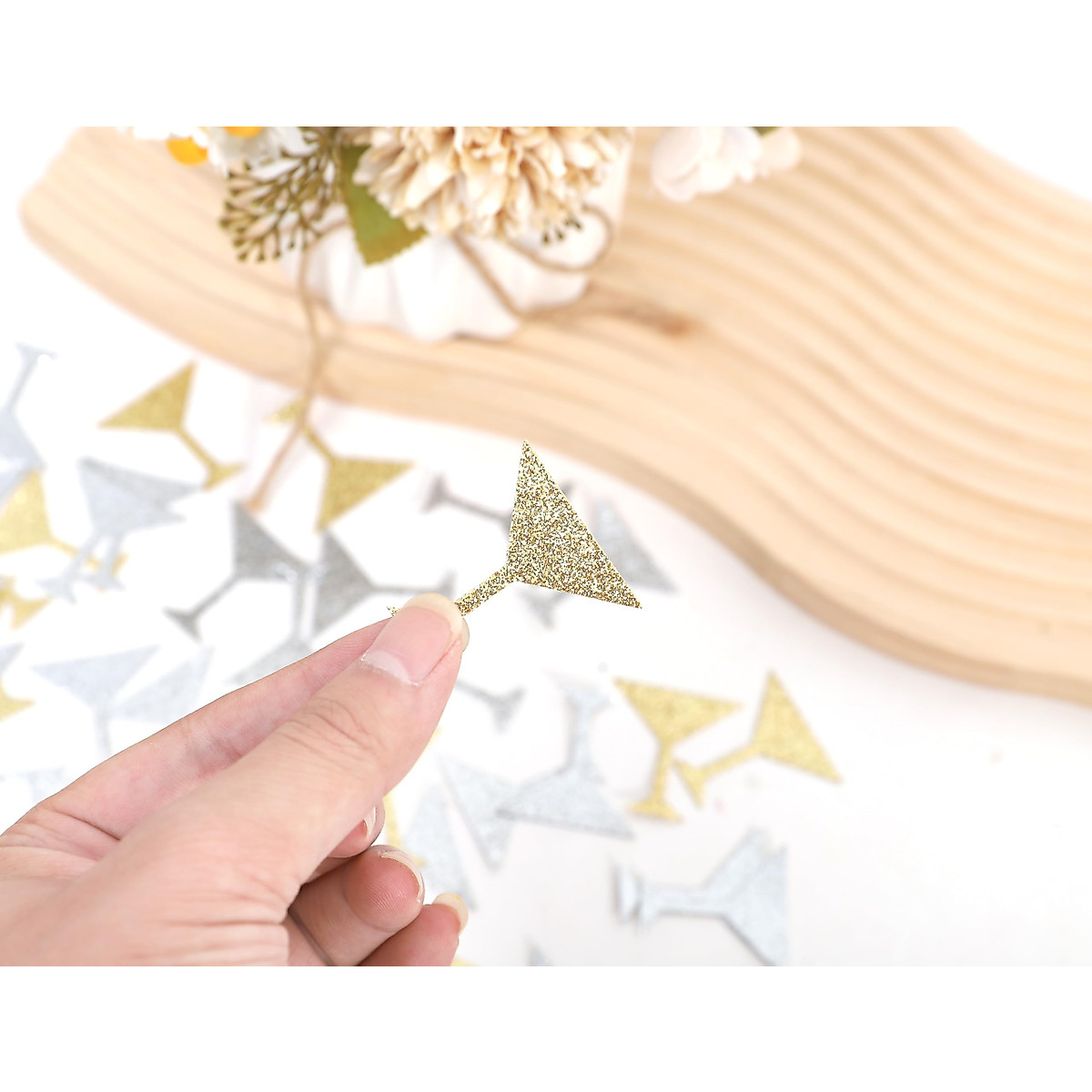 Glitter Wine Glass Table Confetti - Cocktail Party Confetti, Funny Birthday Party Paper Scatters, Wedding Festival/Bridal Shower Party Table Decoration (Wine Glass Confetti)