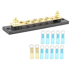 Acouto Bus Bar, Integrated Bus Bar Busbar Board Dual Row 10 Position M6 Terminal Stud 150A DC 48V for Truck Car Yacht Boat
