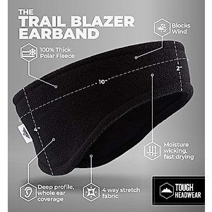 Tough Headwear Fleece Ear Warmer Headband For Women & Men, Winter Headband, Running Ear Muffs, Ear Covers for Cold Weather