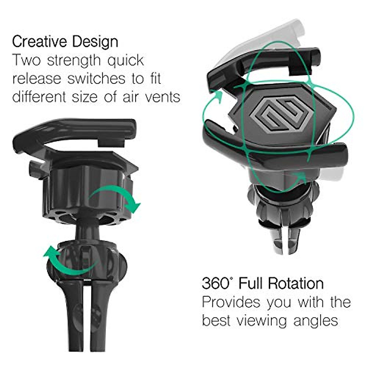 Spinoo Pop Clip Car Mount for Pop Grip Users – Includes Custom Phone Grip Socket & 3 Adjustable & Sturdy Pop Grip Car Mounts Such as 1 Windshield Mount, 1 Air-Vent Mount, 1 Dashboard Mount