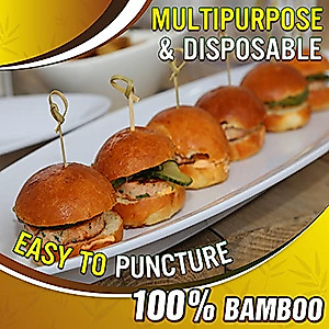 200PCS Bamboo Cocktail Picks 6 Inch, Handmade Sticks Cocktail Skewers, Cocktail Picks Fruit Toothpick for Appetizers, Fancy Toothpicks for Events and Parties