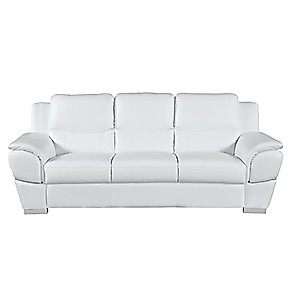 Blackjack Furniture Binion Leather Match Upholstered Modern Living Room Sofa, White