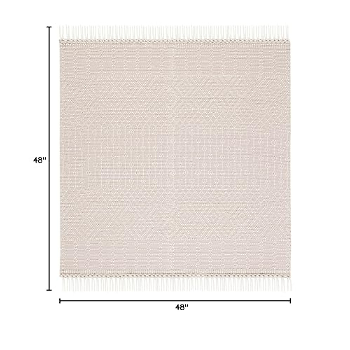SAFAVIEH Natura Collection 4' Square Ivory NAT852B Handmade Moroccan Boho Fringe Wool Area Rug