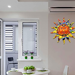 Juegoal 12.7 Inch Metal Sun Wall Art Decor Hanging for Indoor Outdoor Home Garden