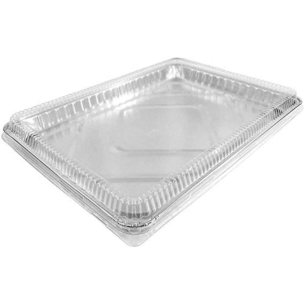 1/2 Size Sheet Cake Aluminum Foil Pan w/Clear Low Dome Lid (Pack of 10 Sets) 17.1 L x 12.3 W x 1.25 D