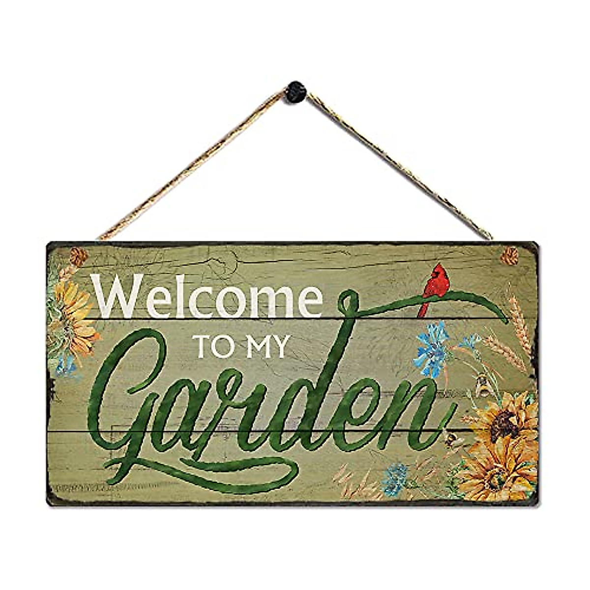 Rustic Garden Signs Vintage Welcome to My Garden Hanging Plaque Moms Dads Herb Plants Welcome Signs by 6''x11.5''