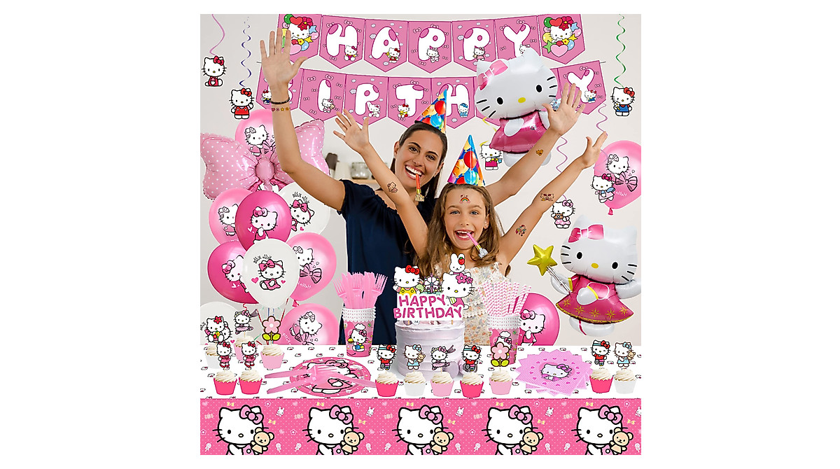 Cute Kitten Birthday Party Supplies for Kids - 200 Pcs