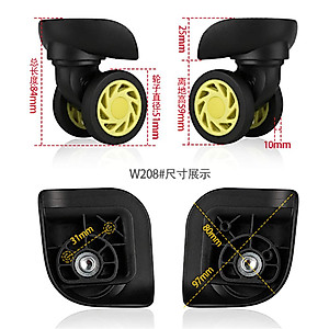 (DL-W208#) Mute Connected Spinner Wheels for Replacement Luggage Wheels Wear Silent Draw bar Box DIY (4 pcs/Set)