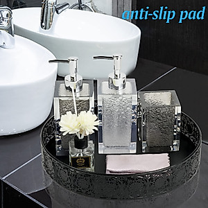 ITWIST Lazy Susan Organizer(2Pack), 11+12In Lazy Susan Turntable for Cabinet, Turntable Organizer with Non-Slip Pad,Spice Rack Organizer for Kitchen, Fridge,Bathroom, Pantry,Vanity (Flower-Black)