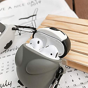 Oqplog for AirPod 2&1 Case, Protective Soft Silicone Cute Cartoon Fun Fashion Cover for Girls Teens Kids Air Pods, Animal Cool Shockproof Design Skin Accessories Cases for Airpods 1/2 - Q Grey Penguin