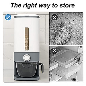 25Lbs Rice Dispenser, Large Grain Container Storage with Lid Measuring Cylinder Moisture Proof Household Cereal Dispenser Bucket for Kitchen Soybean Corn