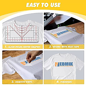 Tshirt Ruler Guide for Vinyl Alignment,T Shirt Ruler to Center Design,Tshirt Measurement Tool with Heat Tape ,Sublimation,Heat Transfer,Acrylic Ruler for All Size,Heat Press Accessories
