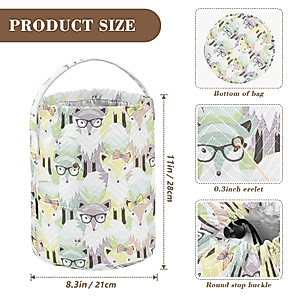 Doterii Cute Little Fox Animals Yarn Bag 11x8.3 inch Small Drawstring Crochet Bag with 4 Grommets, Bag Only