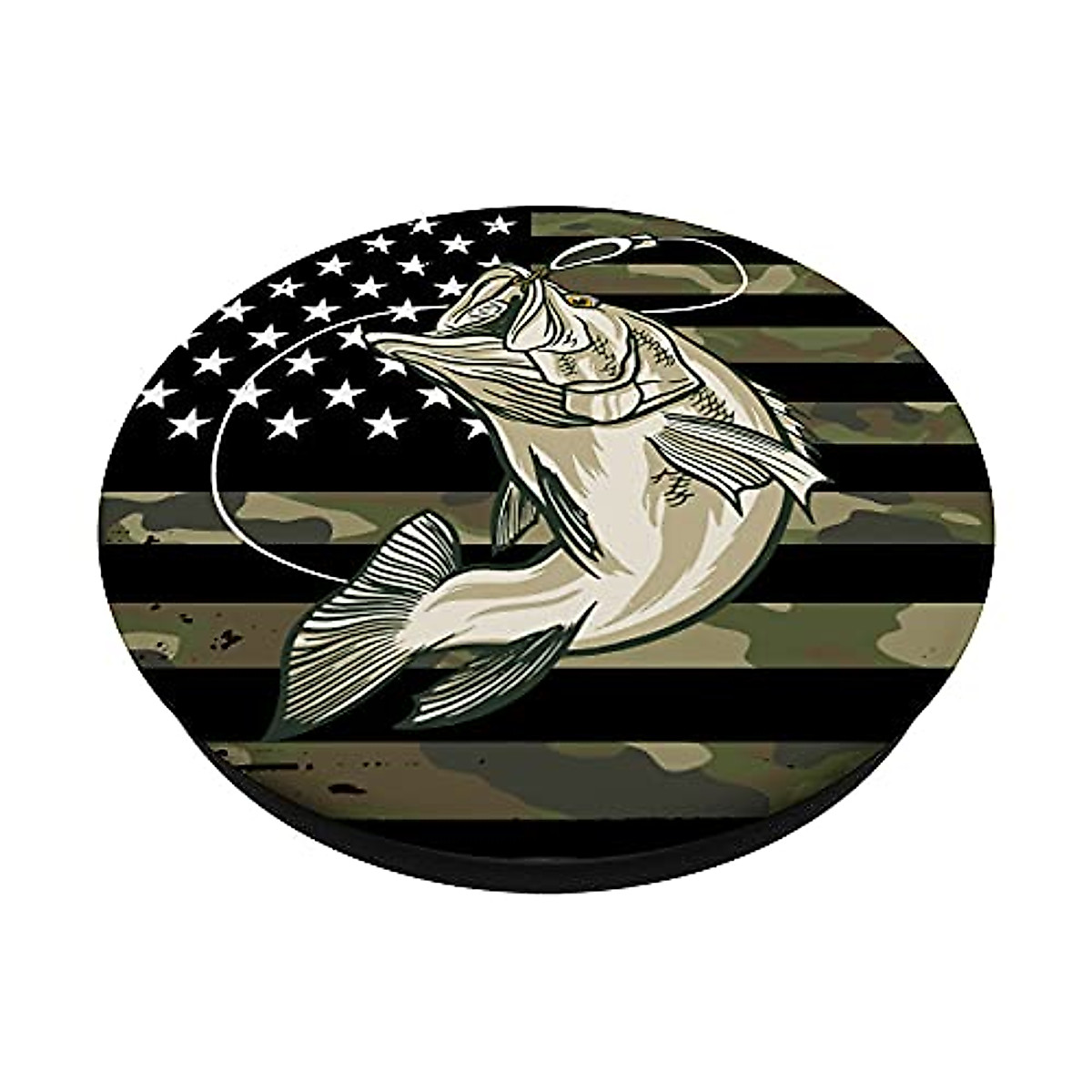 Fishing Camouflage US American Flag Bass Fish Fisherman Camo PopSockets PopGrip: Swappable Grip for Phones & Tablets