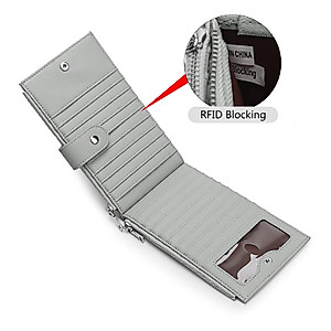 YALUXE Women's Card Wallet RFID Blocking Vegan Leather 19 Cards Holder with Zipper Pocket for Phone