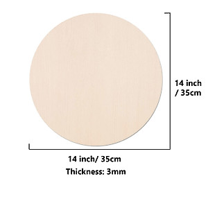 10PCS 14Inch Cutouts Blank Round Wood Slice Wood Circles for Crafts, Unfinished Wooden Slices Blank Round Wooden Circles, Wood Circles for Painting, DIY Door Hanger, Home, Party, Decor 0.1 Inch Thick