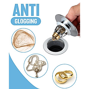 Tgosomt Bathroom Sink Stopper, Bathroom Sink Drain Strainer, Revolutionary Bathroom Accessories & Essentials (Chrome-Plated)