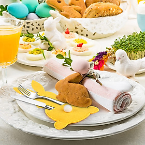 36 Pack Easter Bunny Utensil Cutlery Holders Pouch Bags Felt Silverware Holder Bag Utensil Sleeve for Knife Forks Easter Table Decoration Wedding Birthday Party