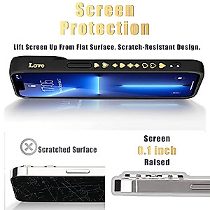 Teageo Compatible with iPhone 13 Pro Case 6.1 inch for Women Girls, Cute Luxury Love Heart [Soft Anti-Scratch Full Camera Lens Protective Cover] Silicone Girly Phone Case for iPhone 13 Pro-Black