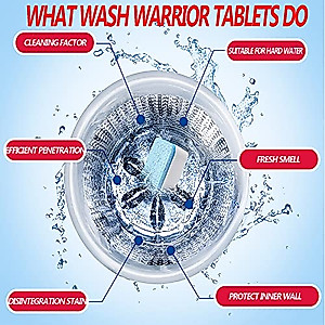 Wash Warrior Washing Machine Cleaner, Washer Machine Cleaner, Washing Machine Deep Cleaning Tablets, for All Machines Including He, Freshen Your Washing Machine. 24Tablets.