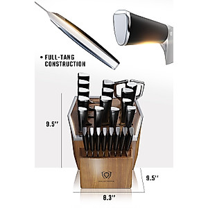 DALSTRONG Vanquish Series-24pc Stainless Steel Knife Set with Block and Kitchen Scissors-Forged High Carbon German Steel-Gift Knife Set w/POM Black Handle-NSF Certified