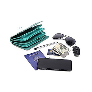 OLD TREND Leather Clutch Nomad Organizer Wallet (Aqua)